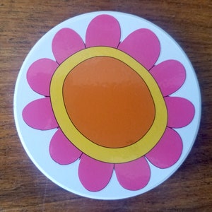 Mod Hippy Floral Flower Power Coaster Set of 4 TILE Cork Retro Mid ...