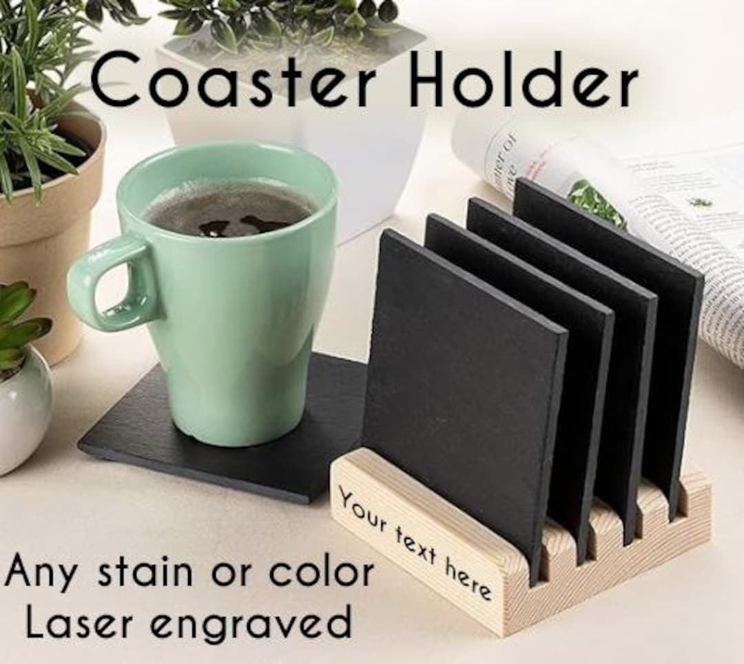 Custom Laser Engraved Coaster Holder, Coaster Stand, Coaster Rack ...