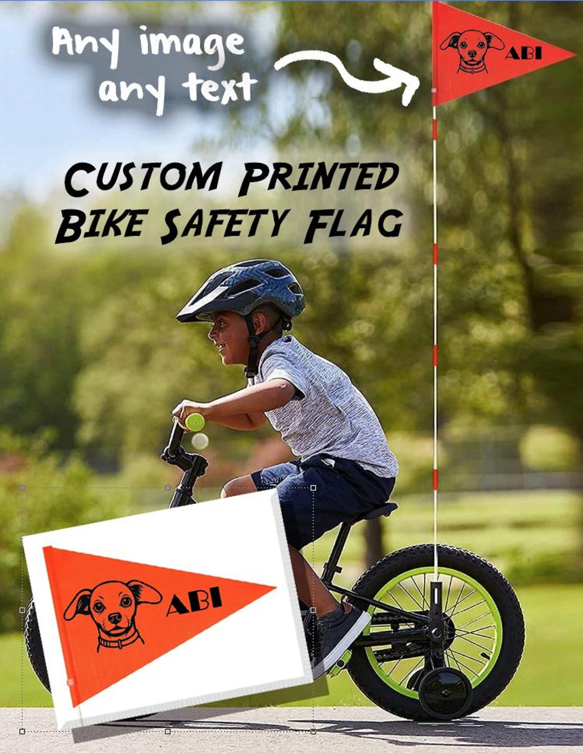 Custom Printed Safety Bike Flag, Custom Flag, Personalized Flags ...