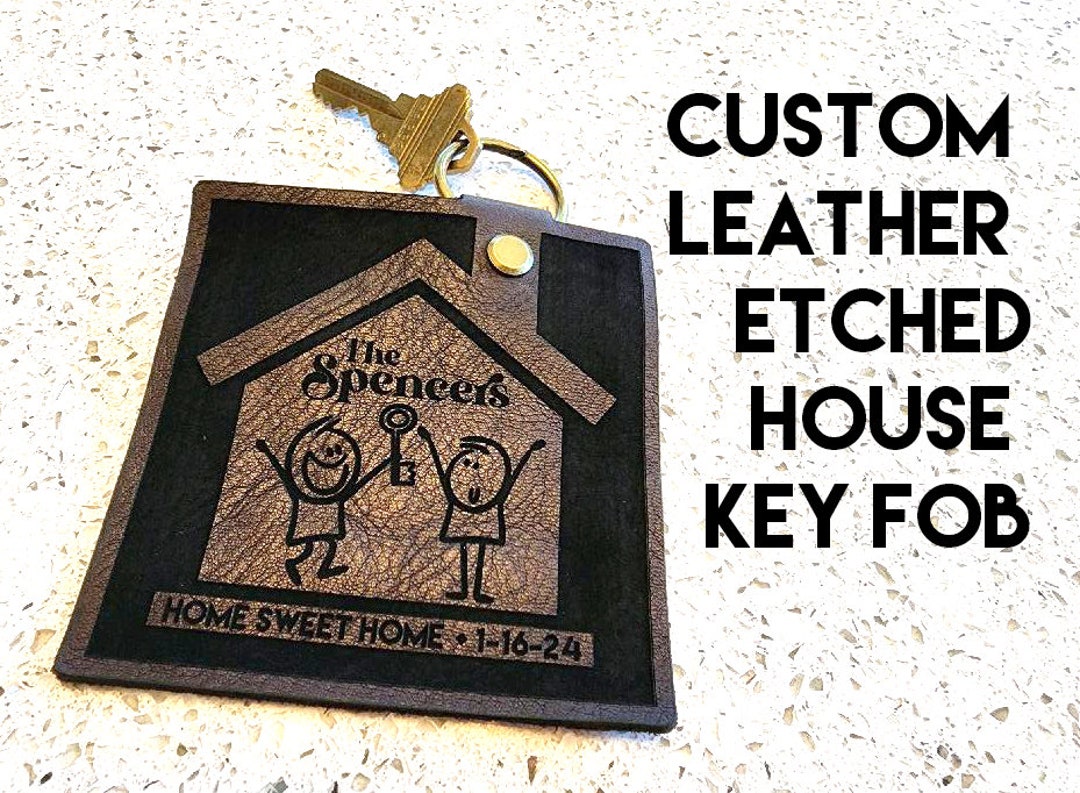 Custom Laser Engraved Leather Key Fob, Personalized Key Fob, House Key ...
