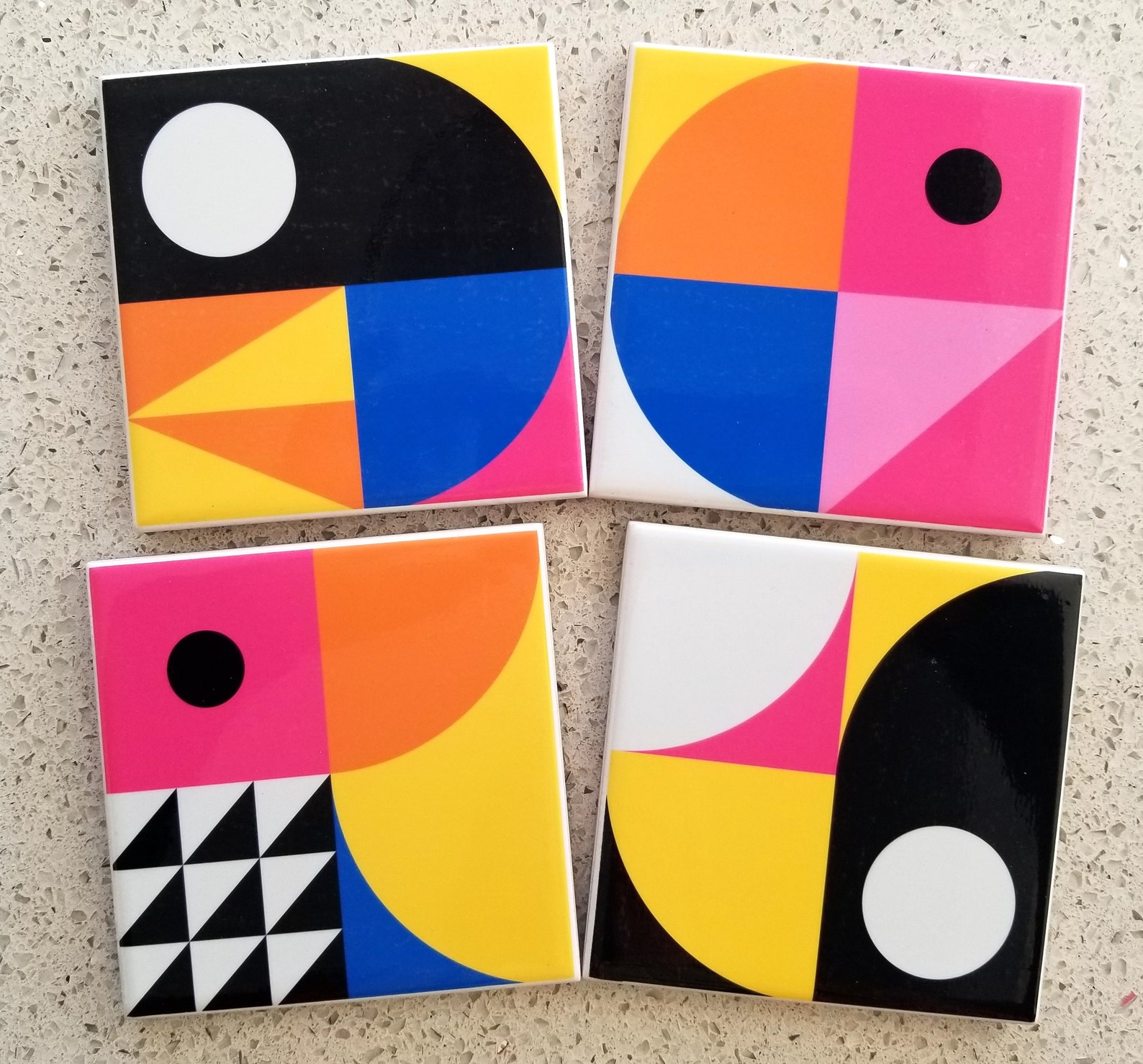 Retro Coaster Mid Century Tile Ceramic Coaster Set Tile - Etsy