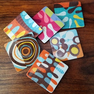 Mid-century Modern Retro Boho Cocktail Drink Bar Coasters, Set of 4 ...