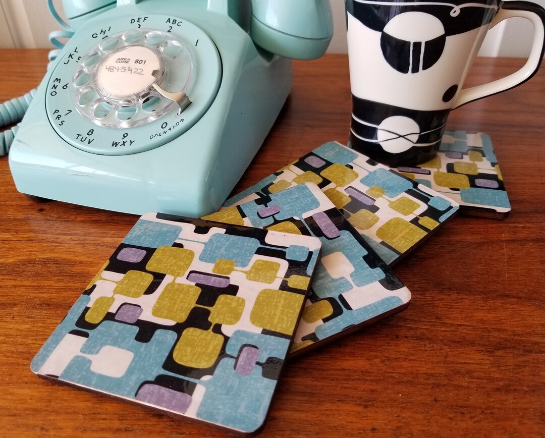 Mid Century Modern Coaster, Cocktail Coaster, Drink Bar Coasters, Retro ...