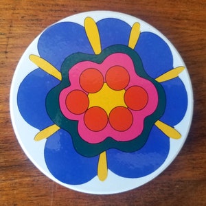 Mod Hippy Floral Flower Power Coaster Set of 4 TILE Cork Retro Mid ...