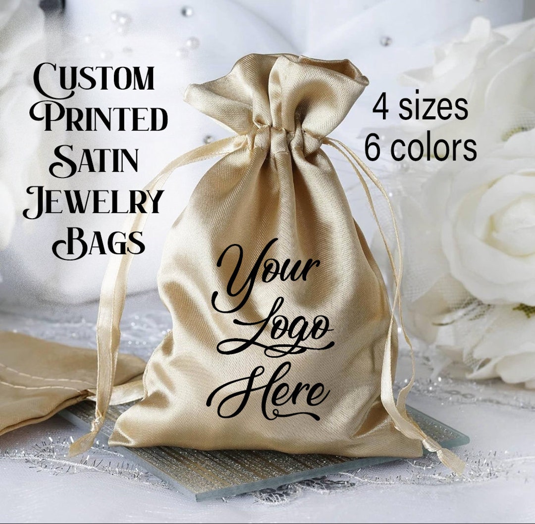 Lots of 5, 25 or 100 Personalized Satin Gift Bags, Satin Drawstring ...