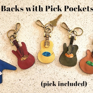 Custom Leather Guitar Key Fob, Guitar Gift, Keychain, Leather Key Fob ...