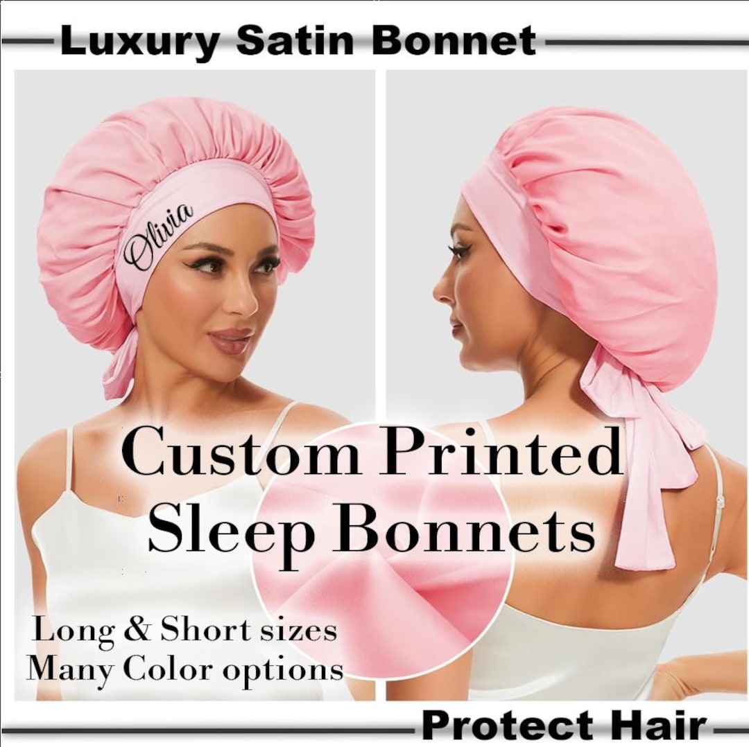 Custom Printed Sleep Bonnet, Custom Hair Bonnet, Logo Bonnet ...
