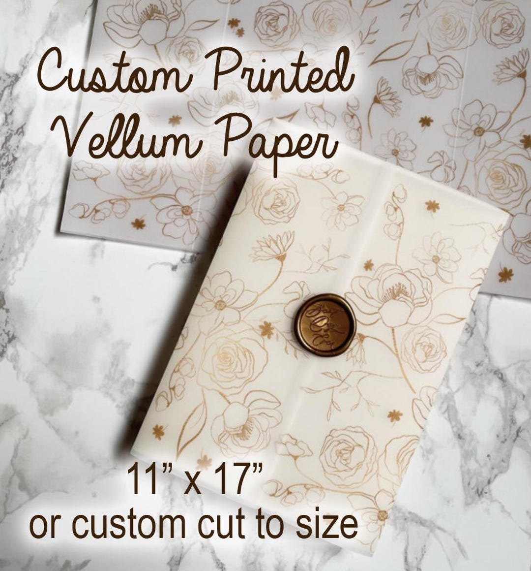 Pack of 50 - 11"x17" Custom Printed Translucent Vellum Paper With Your ...