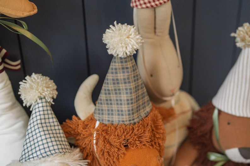 Set of 5 - Plaid and Stripe Party Hat Set for Stuffed Animals – Set of ...