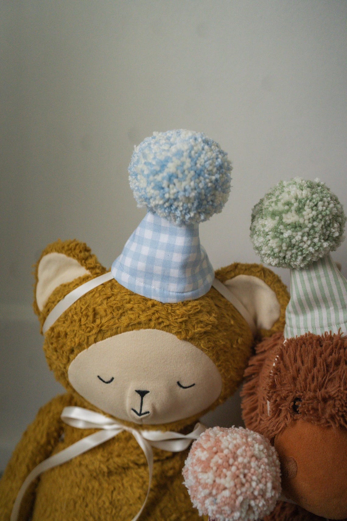 Stuffed Animal Party Hats – Set of 5 Soft Rainbow Gingham & Stripes - Etsy