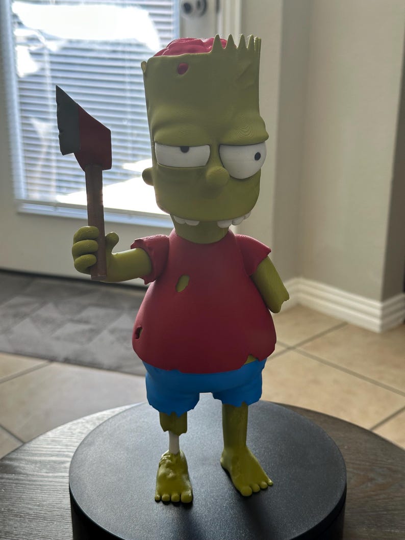 3D Printed Zombie Bart Figure: Simpsons Halloween Fan Art - Etsy