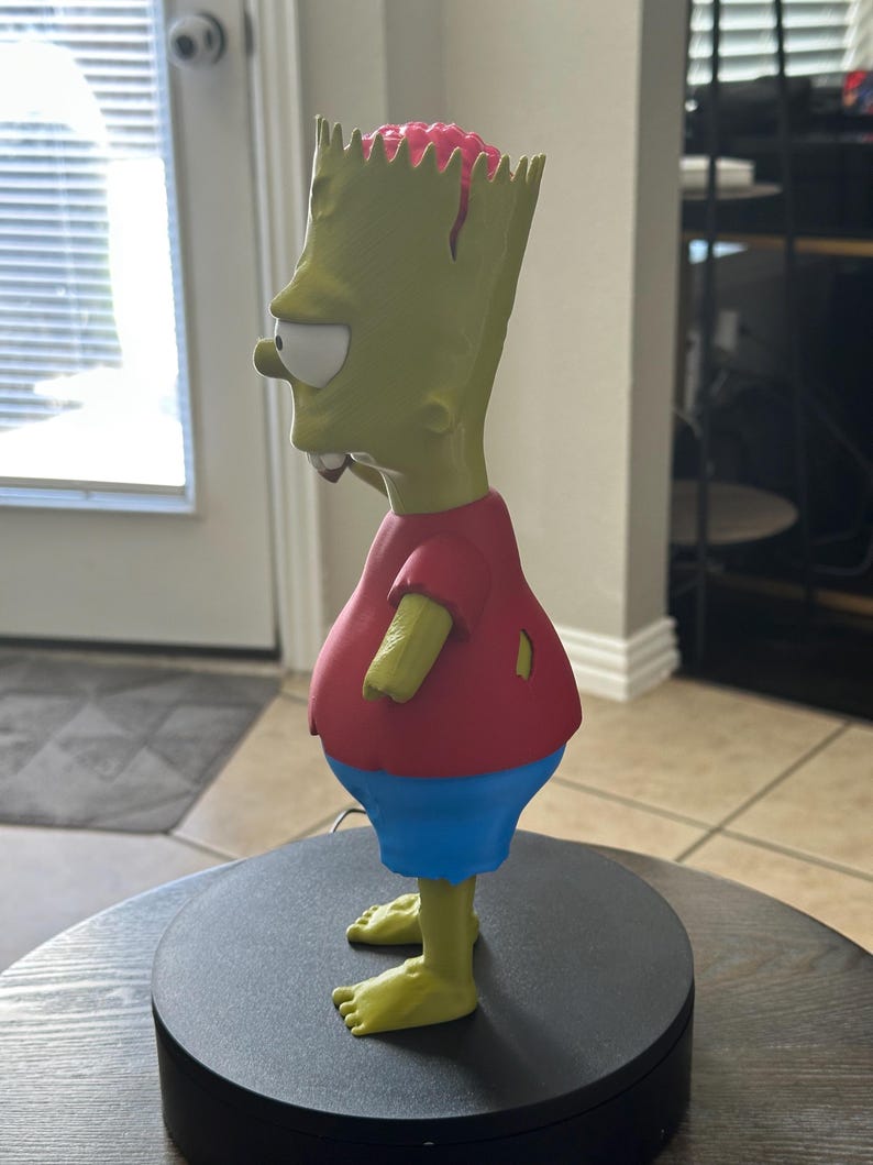 3D Printed Zombie Bart Figure: Simpsons Halloween Fan Art - Etsy