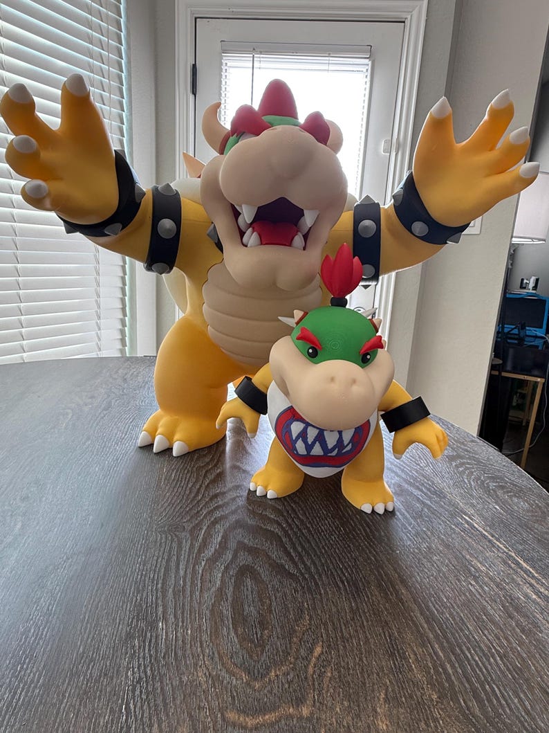 3D Printed Bowser & Bowser Jr. Duo: Nintendo Fan Art Display - Etsy