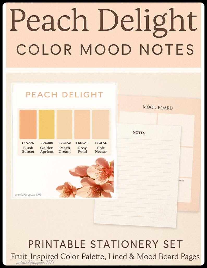 Peach Delight Color Mood Notes – Printable Stationery Set, Fruit ...