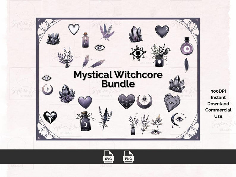 Modern Witchcore Clipart. 2 | Transparent Sticker Sheets PNG + SVG ...
