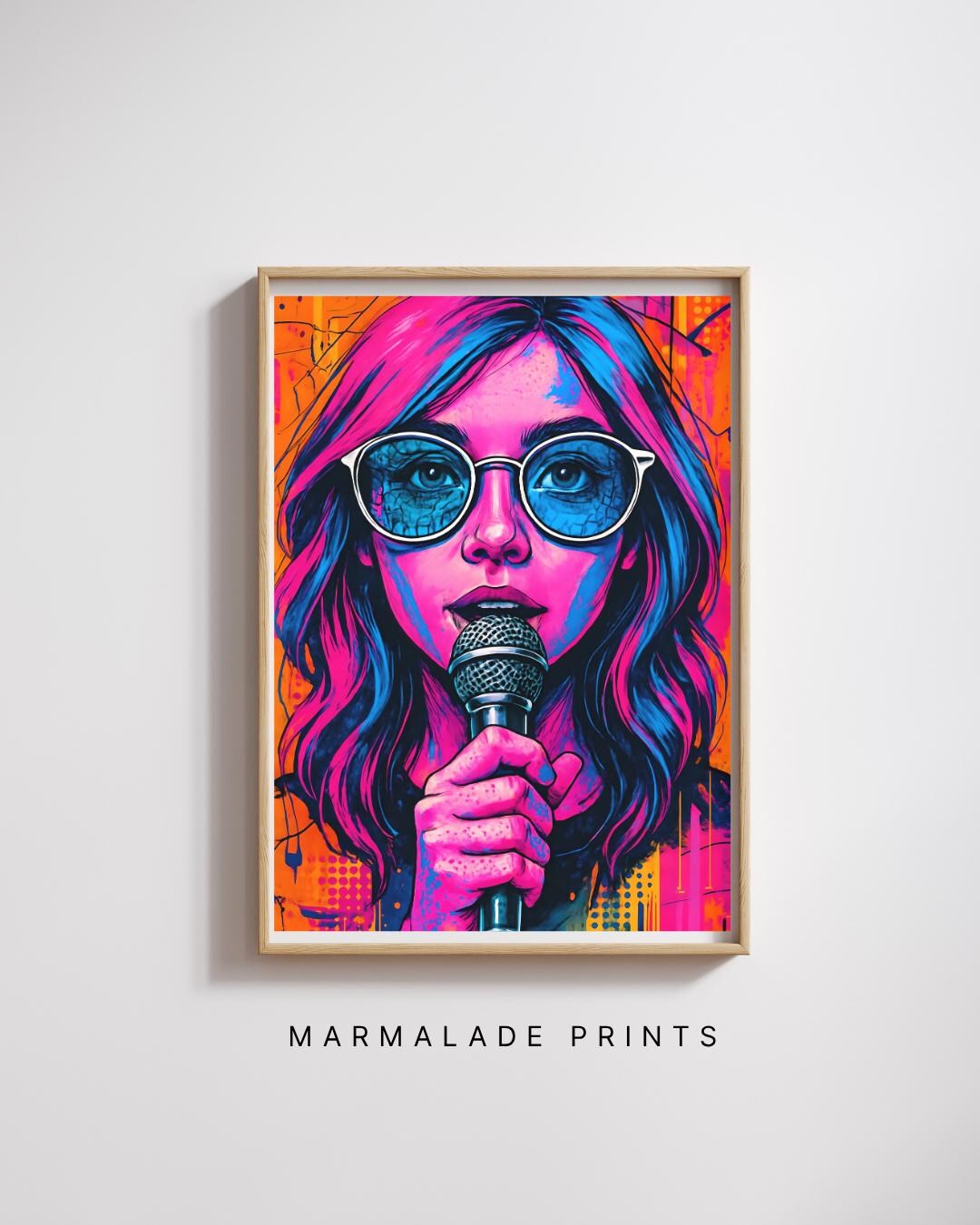 Bold Pop Art for Gen Z and Millennials | Neon Music Wall Art for Teens ...