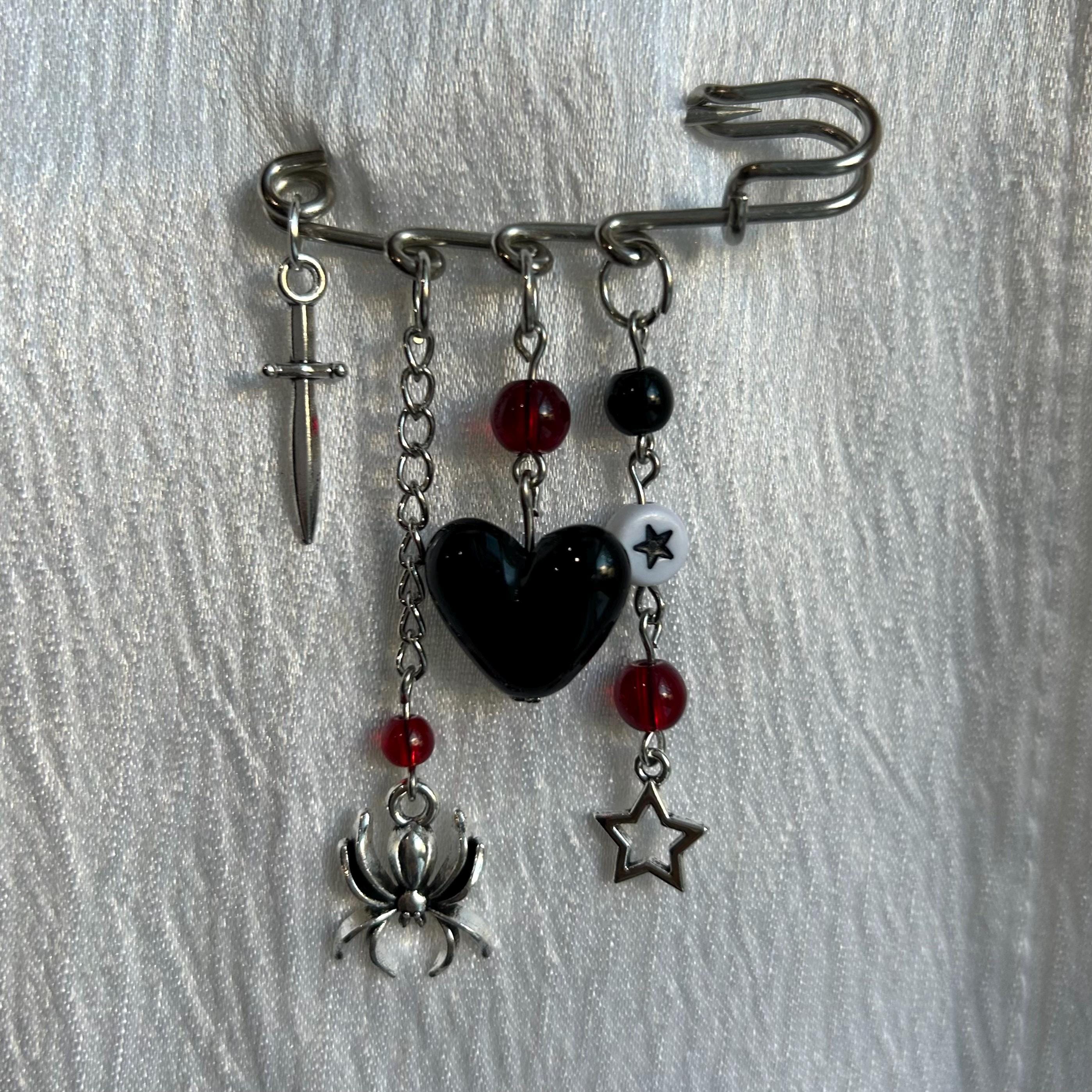 Cute Silver Safety Pin Charms | Bag Charms | Cottagecore Green ...
