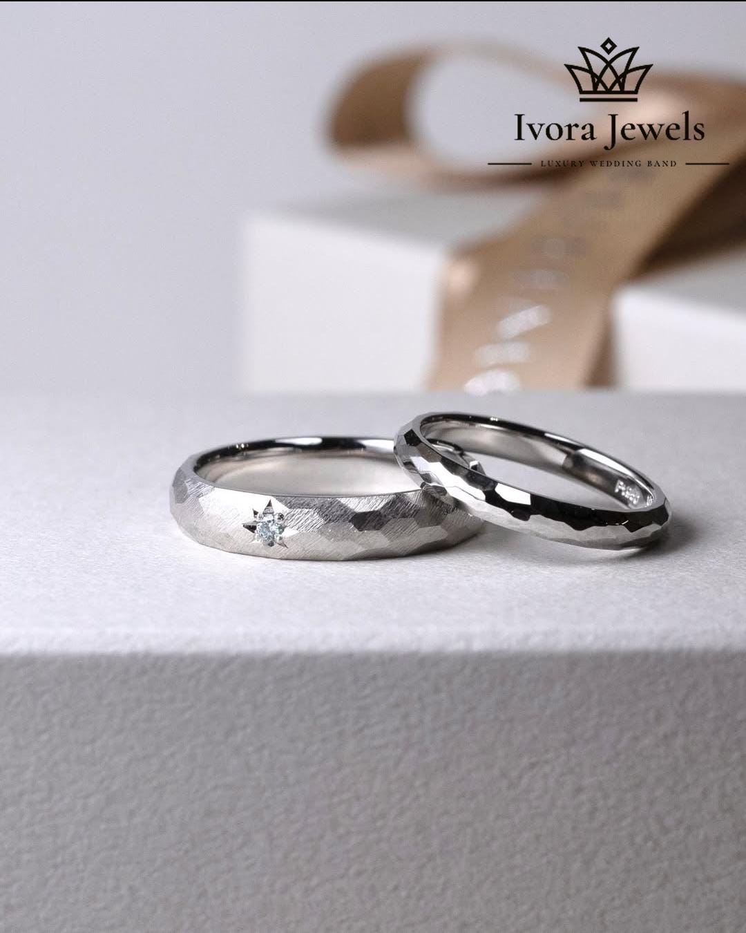 Signature Hand-shaved Wedding Bands | Matte Finish Unique Couple Rings ...