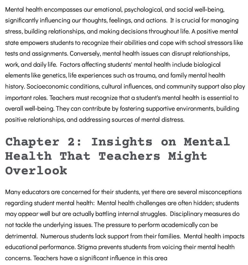 Student Mental Health Guide for Teachers - Etsy