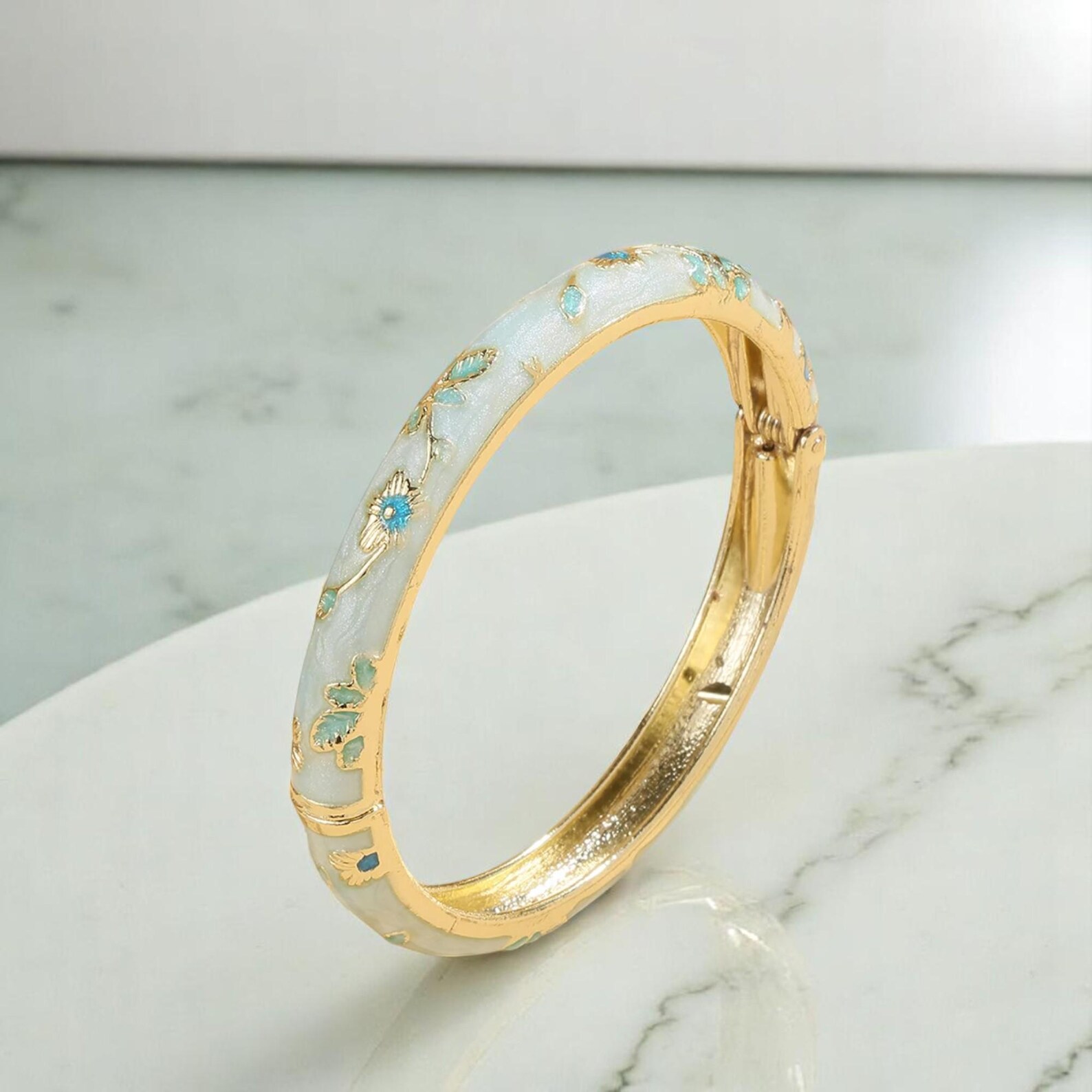 Enamel Floral Bangle Bracelet: Vintage Style Cottagecore Jewelry - Etsy