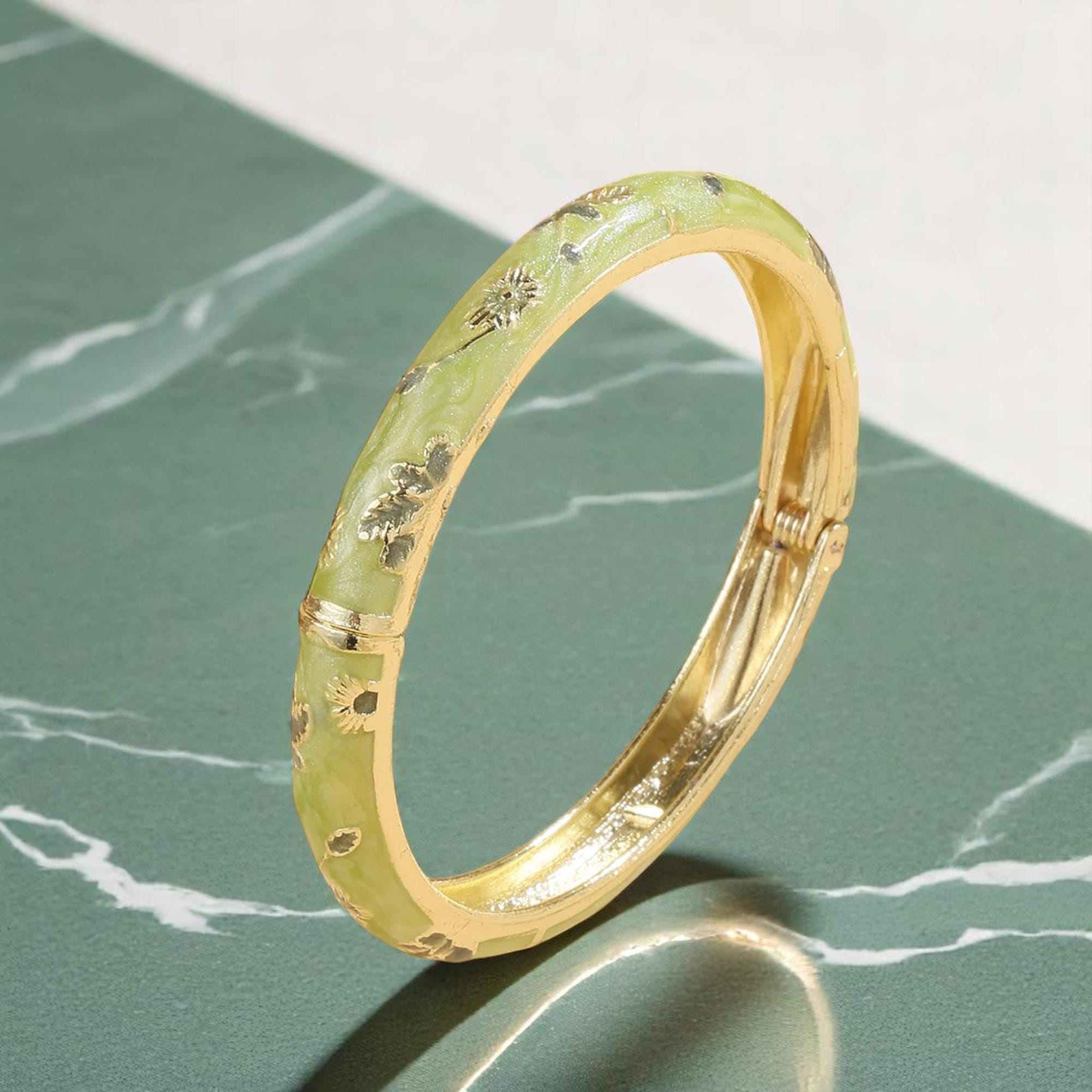 Enamel Floral Bangle Bracelet: Vintage Style Cottagecore Jewelry - Etsy