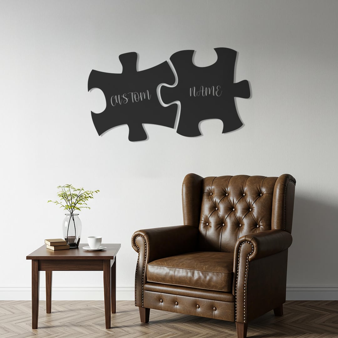 Personalized Interlocking Metal Puzzle Piece Wall Art: Custom Couple ...