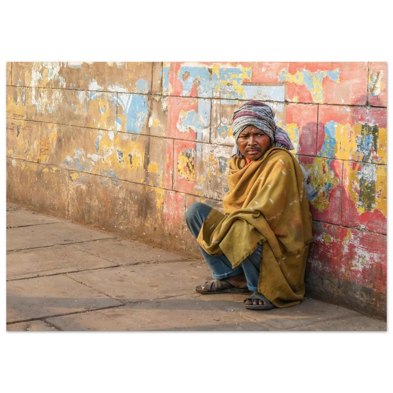 Vibrant Man on the Footpath Poster – Captivating Art Print of India - Etsy