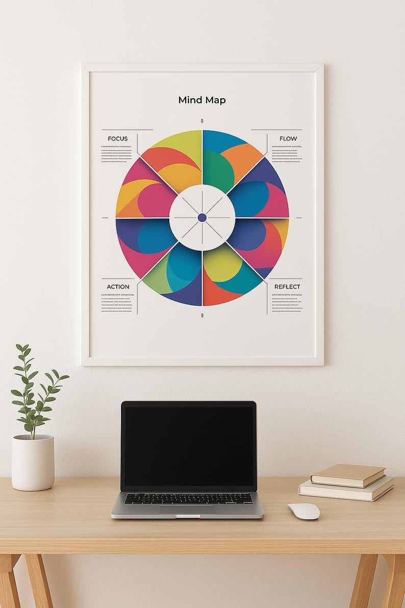 Mind Map Flow – Abstract Brainstorm Poster | Printable Productivity ...