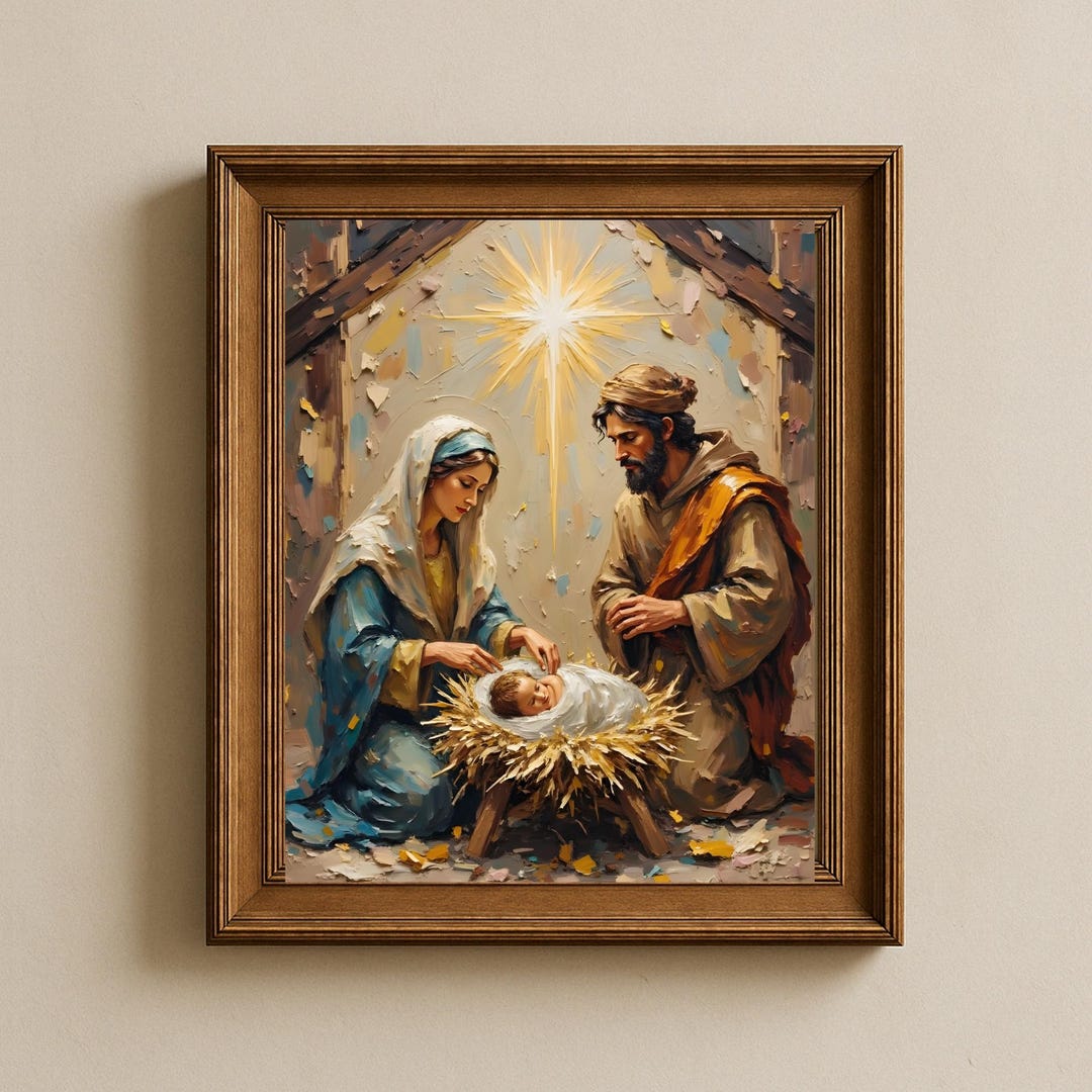 Holy Night Birth of Jesus Print - Sacred Nativity Poster- A Tender ...
