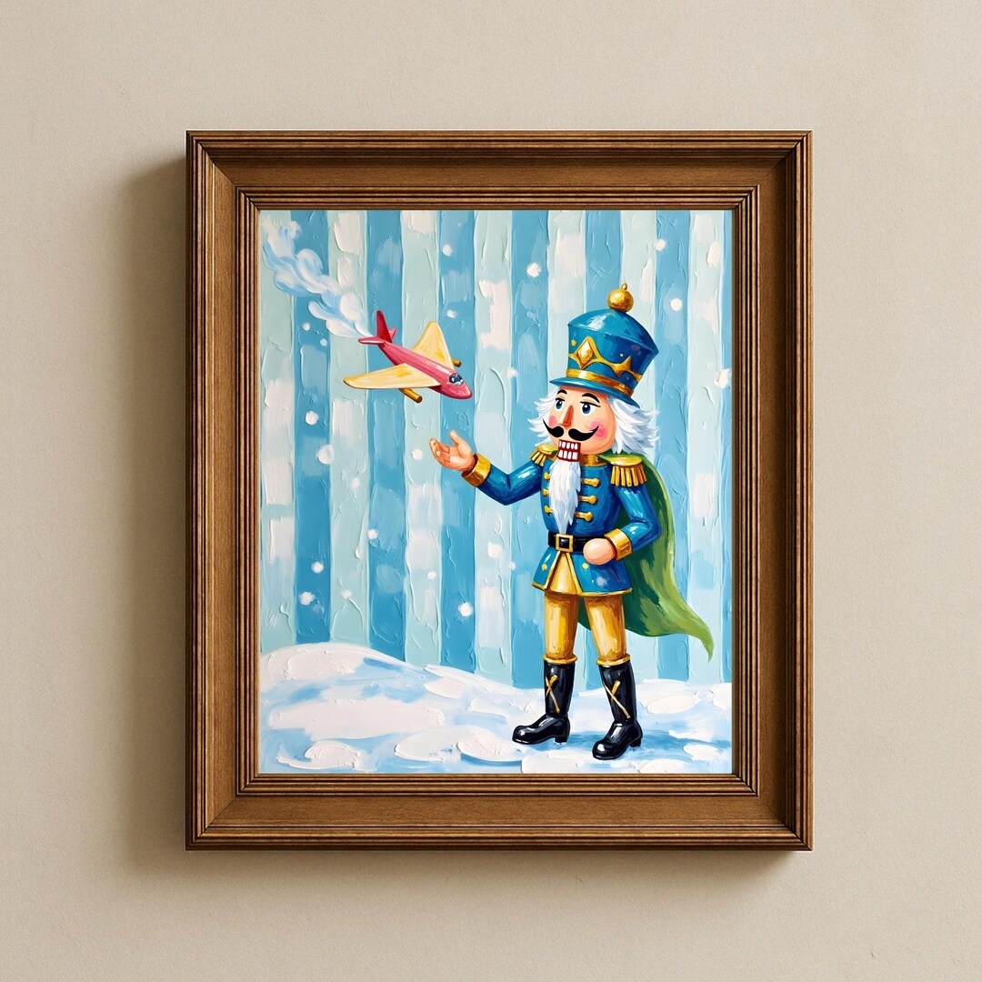 Cheerful Holiday Character Wall Art Print- Whimsical Nutcracker in ...