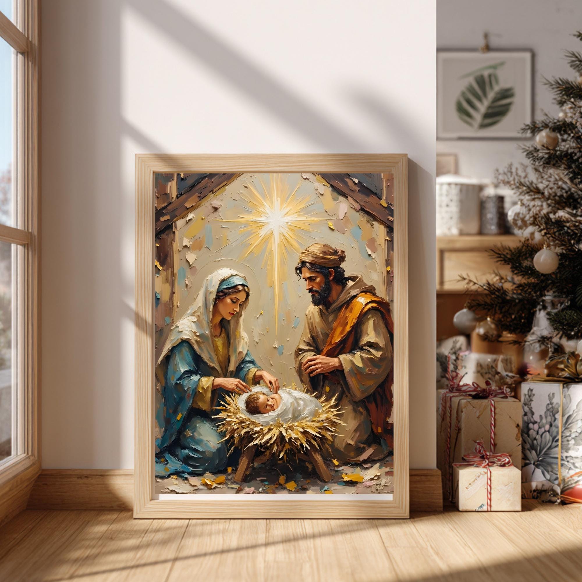 Holy Night Birth of Jesus Print - Sacred Nativity Poster- A Tender ...