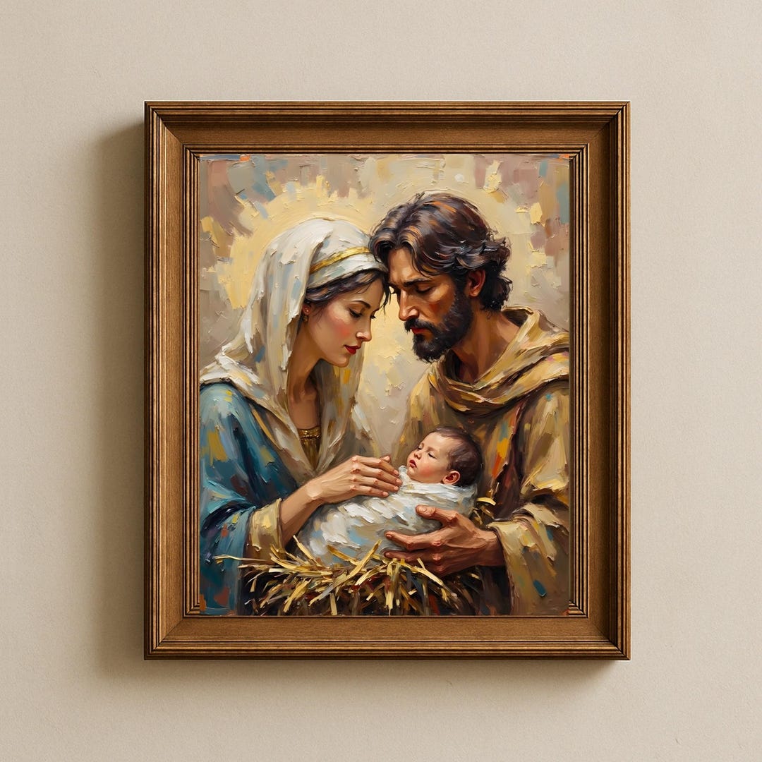 Tender Scene of Sacred Nativity Wall Art Print - Christian Home Decor ...