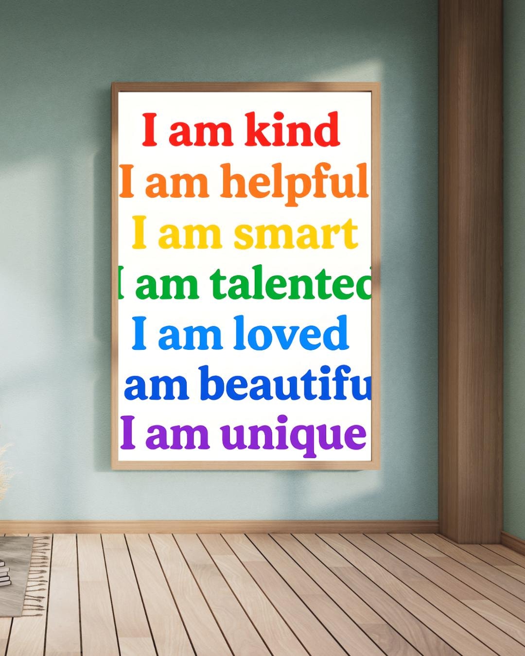 Rainbow Affirmation Poster: I Am, Kids Bedroom Wall Art (digital ...