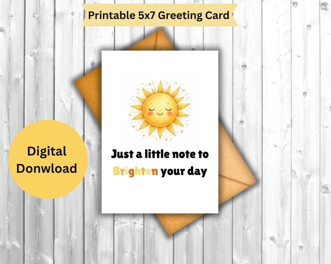 Just a Little Note to Brighten Your Day Greeting Card | Digital Print ...