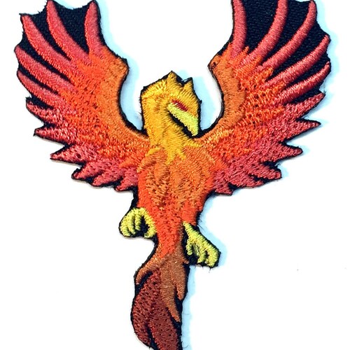 Red Gold Fire Phoenix Iron on Embroidery Patch Mtcoffinz - Etsy