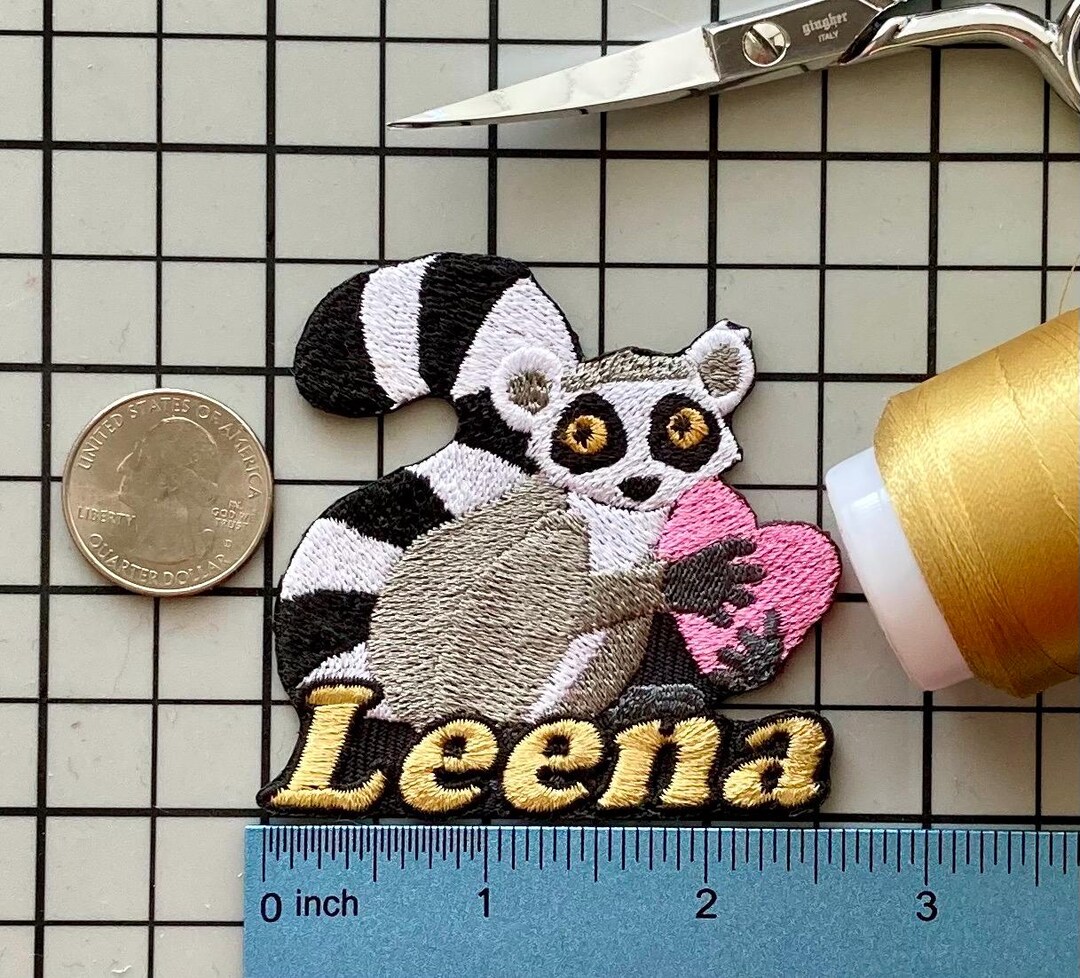 Personalized Lemur Patch/custom Name/iron-on 2 3/4"(w) by 2 1/2"(h)/fun ...