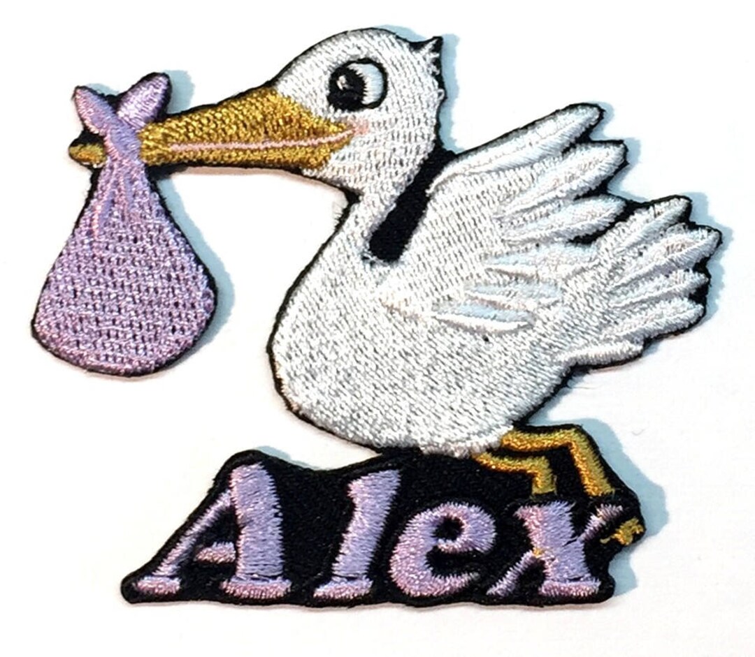 Stork With Baby Custom Personalized Iron-on Patch - Etsy