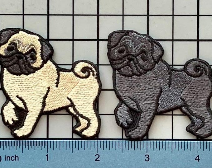Pug Dog Patch, Iron On, DIY Patch, Craft Applique Clothing, Jacket ...