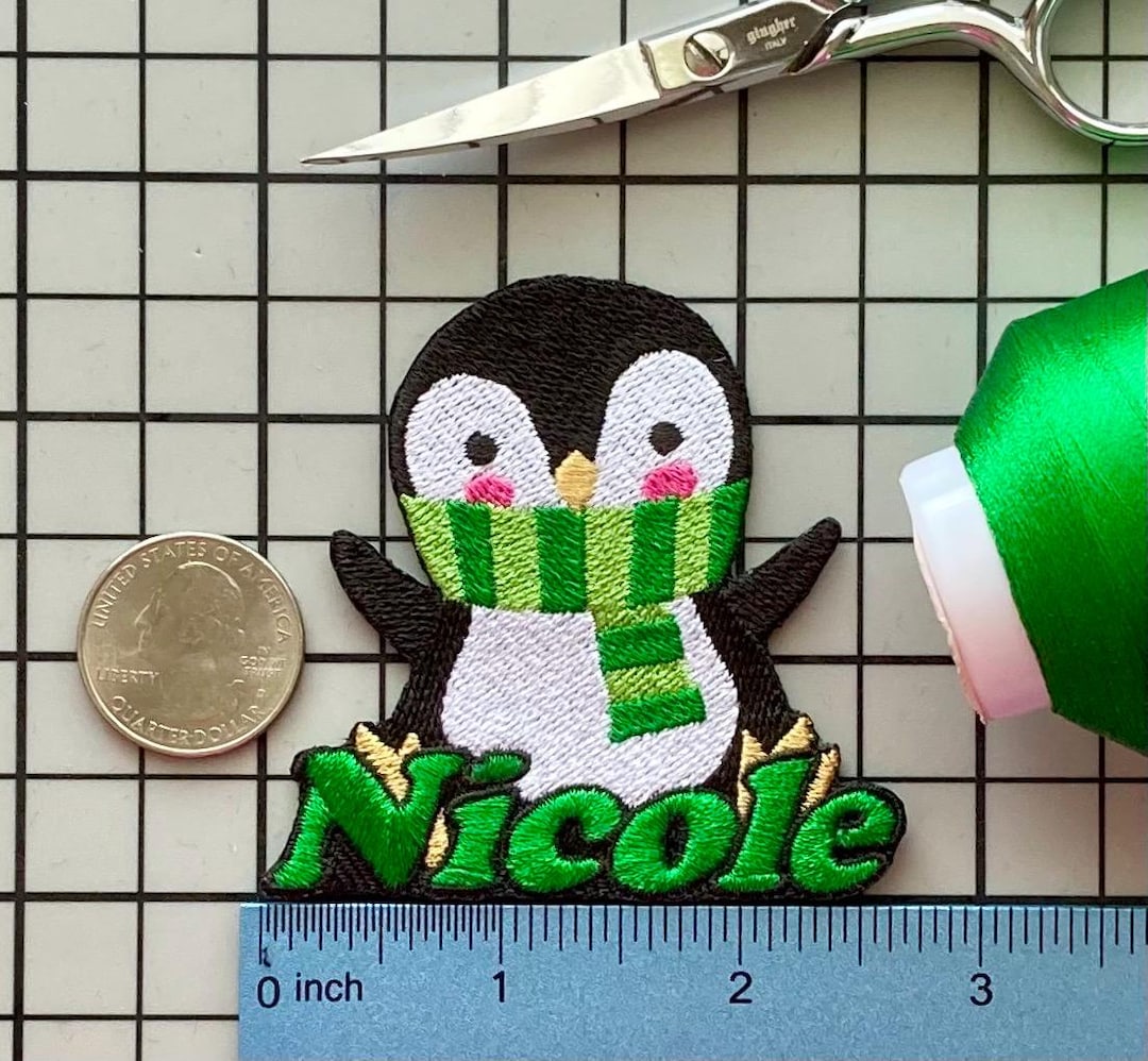 Personalized Penguin Name Patch: Custom Embroidered Iron-on Applique - Etsy