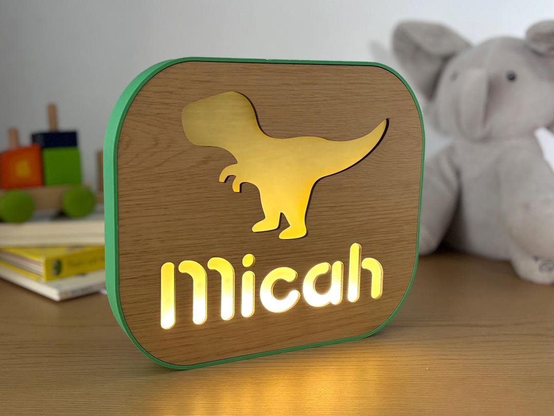 Personalized T-rex Night Light, Choose Your Colour, Nursery Lamp ...