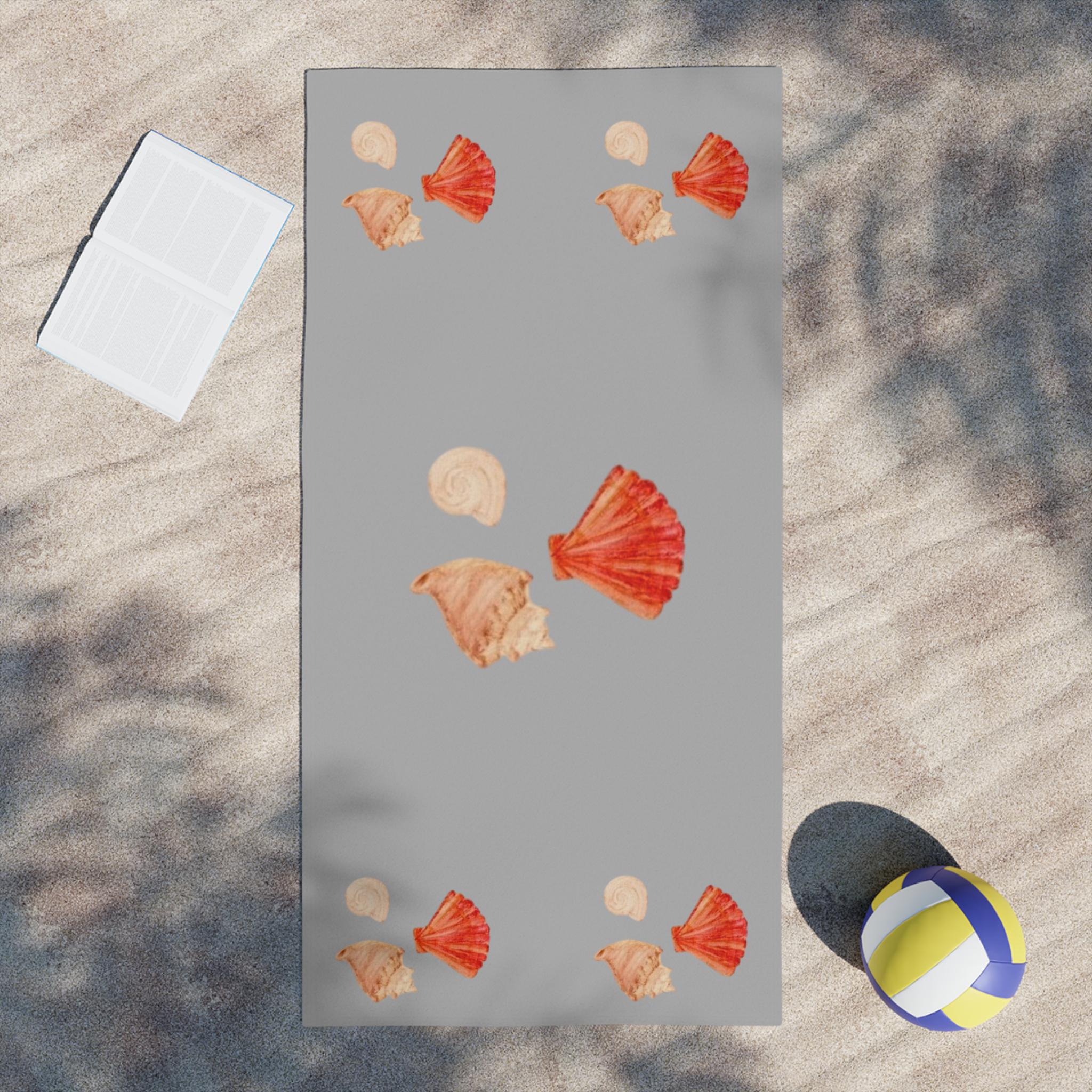 Sea Shell Beach Towel, Coastal Watercolour Design Towel, Ocean Theme ...