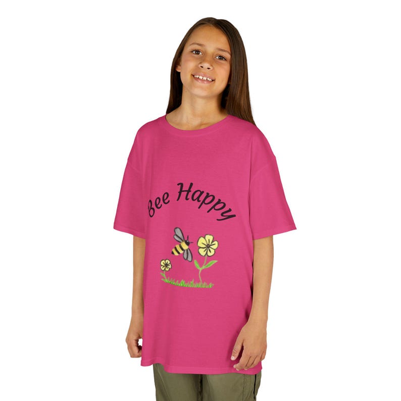 Watercolor Bee Happy Kids T-shirt: Floral Graphic Cotton Tee - Etsy