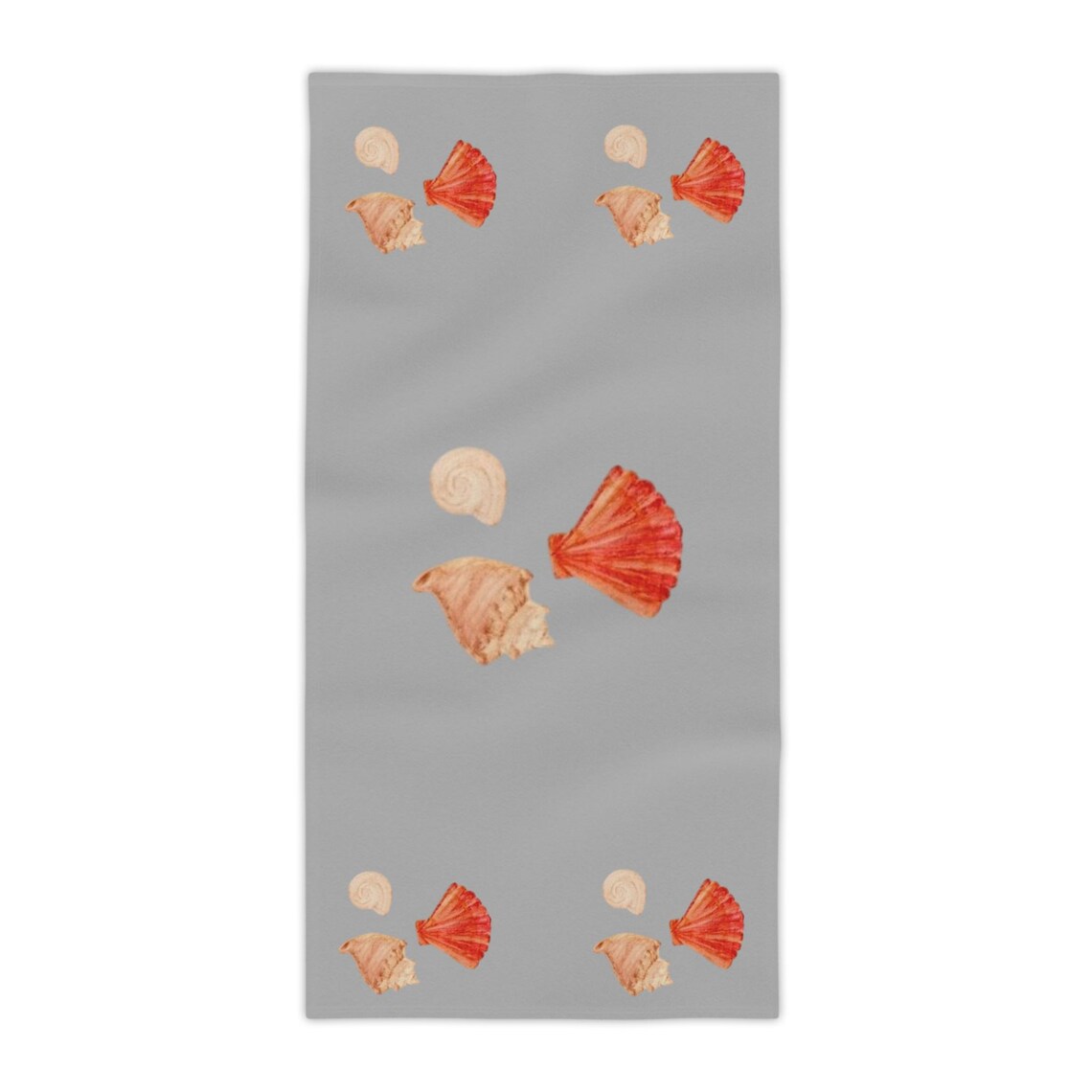 Sea Shell Beach Towel, Coastal Watercolour Design Towel, Ocean Theme ...