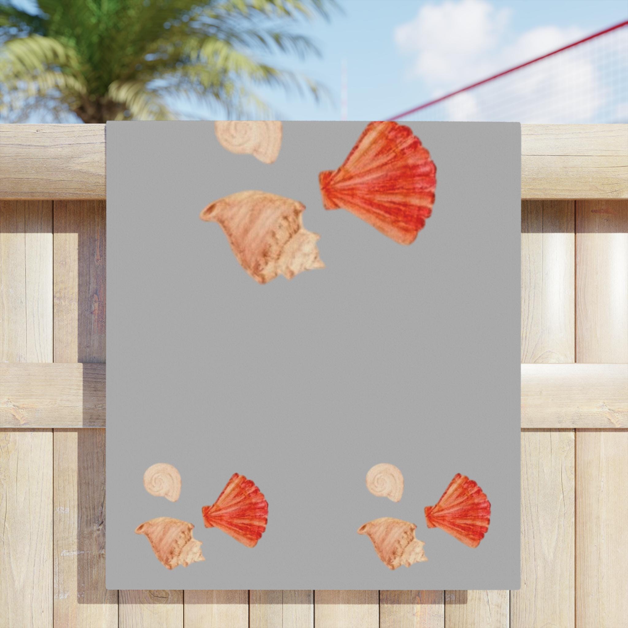 Sea Shell Beach Towel, Coastal Watercolour Design Towel, Ocean Theme ...