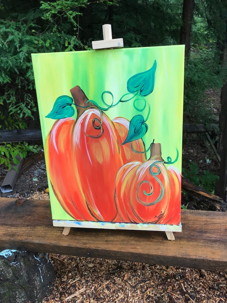 Pumpkins Canvas and Pumpkins Wall Art Acrylic Painting Landscape ...