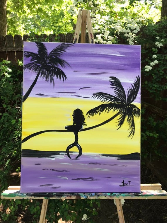 Mermaid Art Canvas Hand Painted Original Acrylic Canvas | Etsy