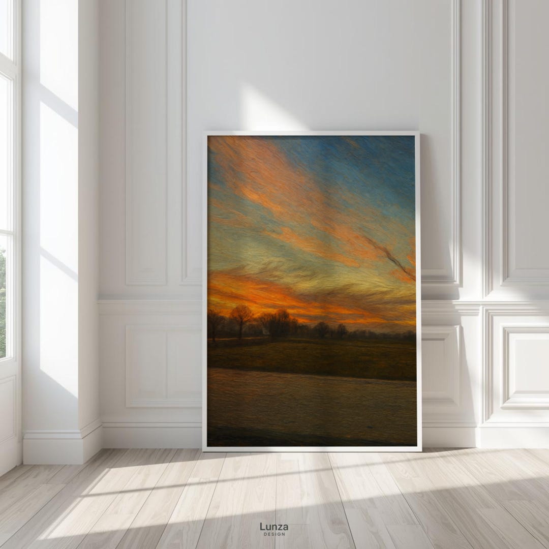 Golden Dusk Oil Painting Print, Moody Landscape (digital Download) - Etsy