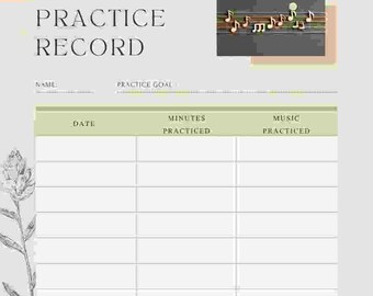 Music Practice Record Log Sheet, for Band Students, Piano Lessons ...