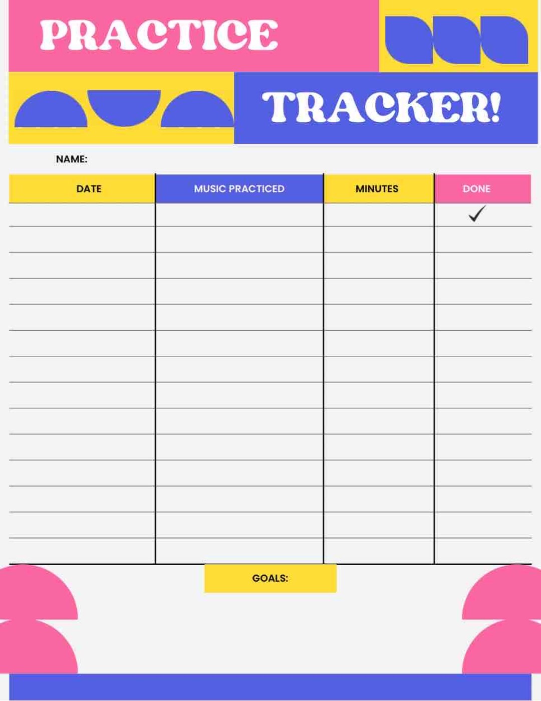 Music Practice Record Log Sheet, for Band Students, Piano Lessons ...