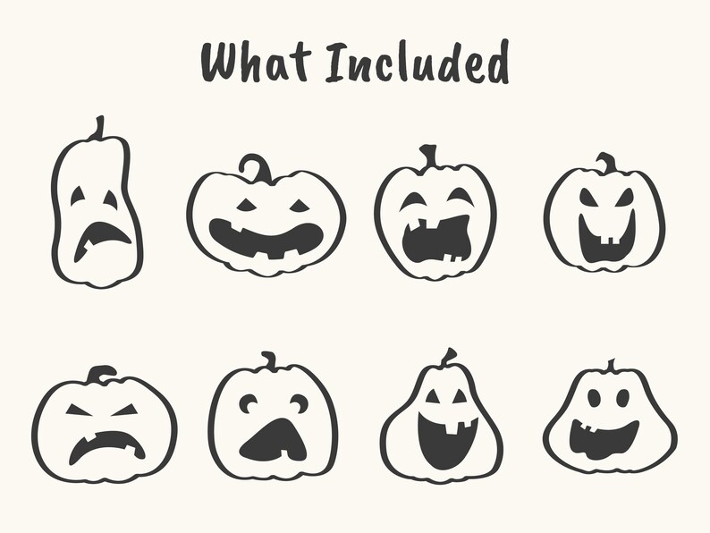 Halloween Pumpkin Doodle Clipart: Spooky Jack O' Lanterns in SVG & PNG ...